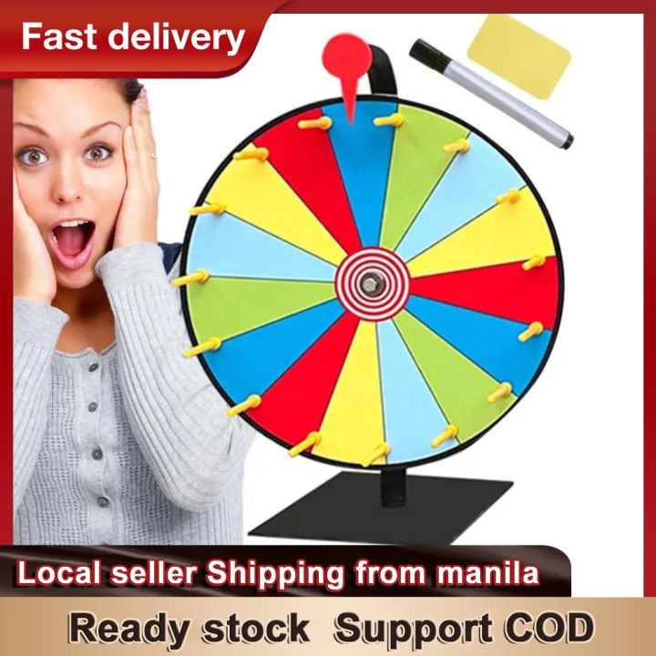 12 inch Prize Wheel Fortune Game with Dry Erase Markers & Eraser Prize ...