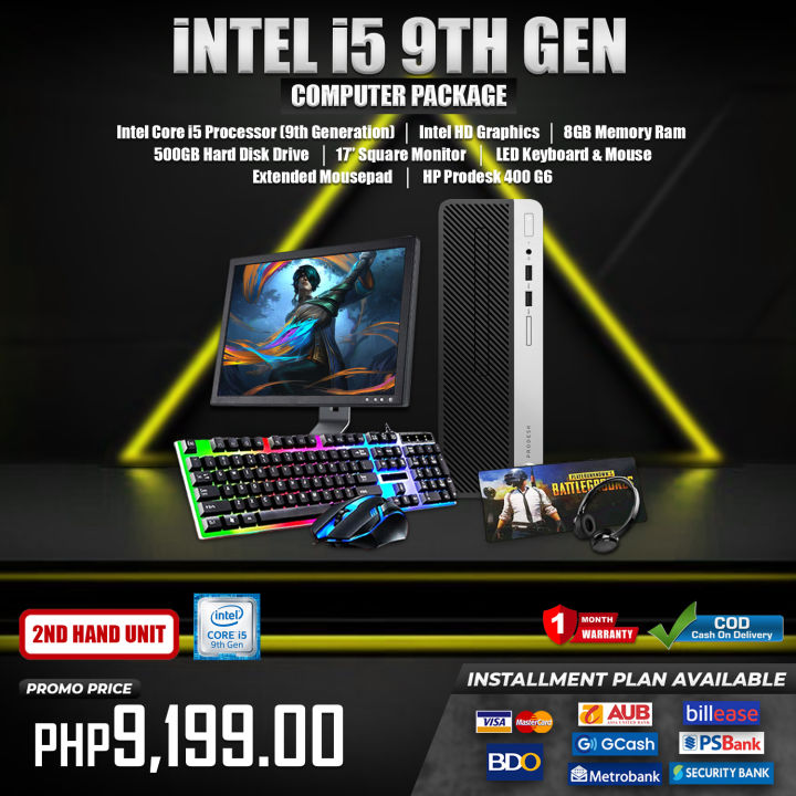 COMPUTER SET INTEL i5 9TH GEN 8GB RAM 500GB HDD 17" SQUARE MONITOR ...