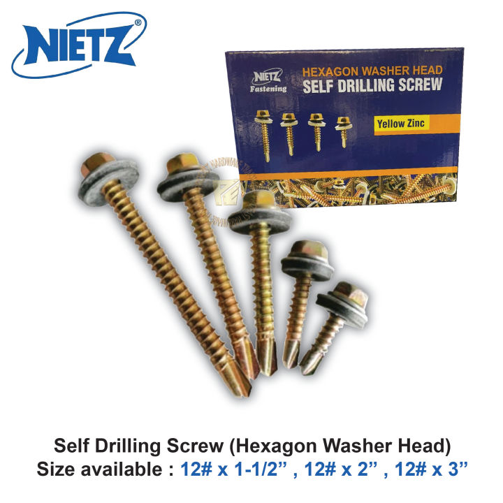 NIETZ Fastening Hexagon Washer Head Yellow Zinc Self Drilling Screw ...
