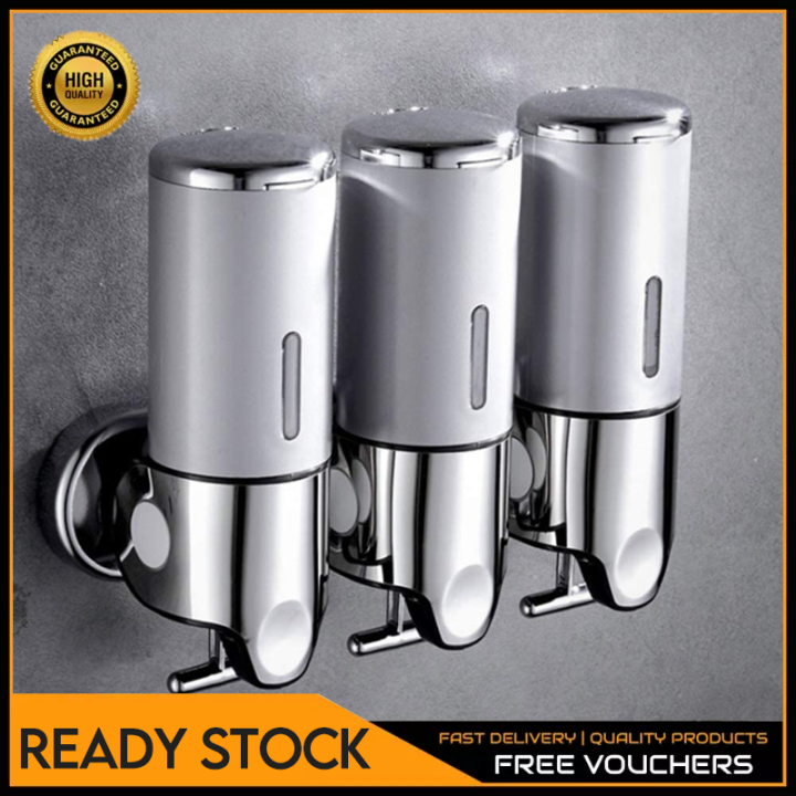 Wall Mounted Bathroom Shampoo Dispenser Double Liquid Soap Dispenser ...