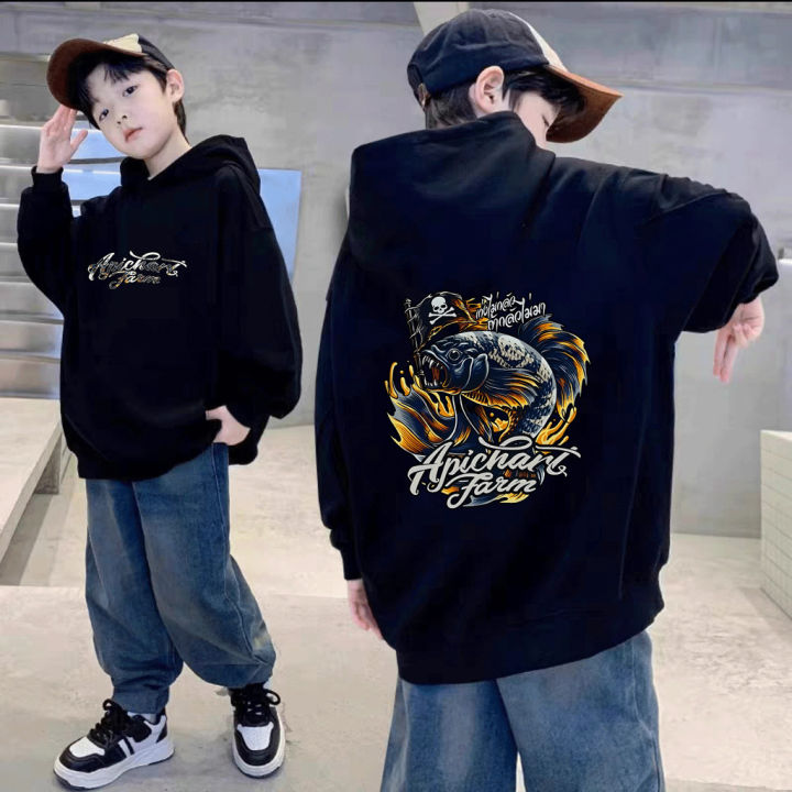 【พร้อมส่ง】 เด็ก เสื้อฮู้ด Apichat Farm เสื้อกันหนาวเด็กพิมพ์ลาย #Apichartfarm_wax 120-150cm ...