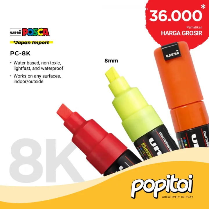 UNI POSCA PC-8K Paint Marker (Broad Tip) Acrylic Marker Chisel Tip ...