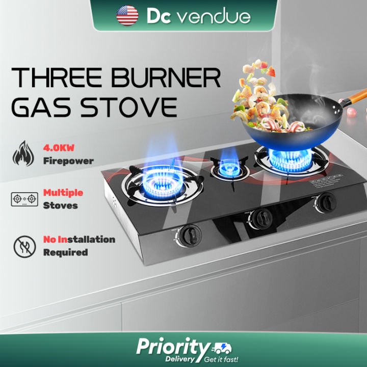 DC vendue Gas Stove Double Burner/ 3 Burner 4.0KW High Power Tempered ...