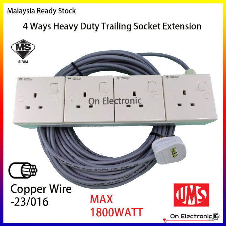 4 Way Heavy Duty Trailing Socket Extension Socket 3 6 10 15 20 Meter 23 016 X 3c Flexible Cable