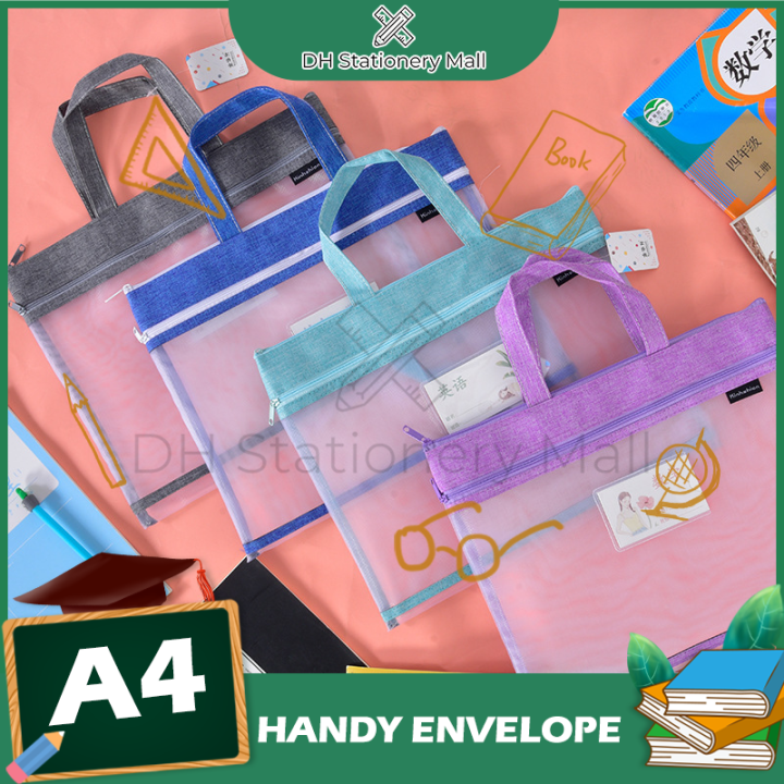 Student Book Pouches with Handle Mesh Zipper Bags with Clear Name Card ...