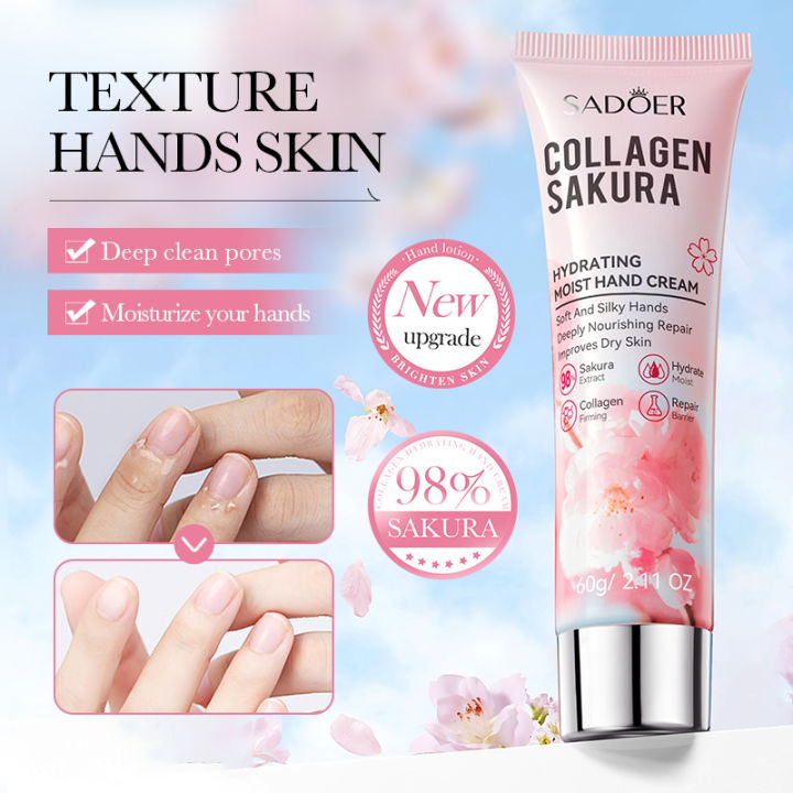 SADOER Collagen Sakura Hydrating Moist Hand Cream Soft And Silky Hands ...