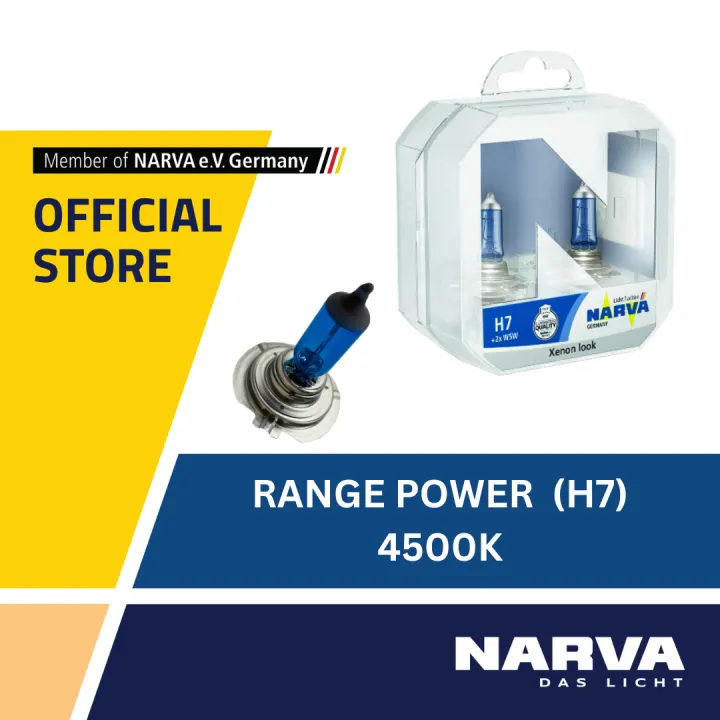 NARVA Germany H7 Range Power White 4500K Halogen Headlight Bulb (12V ...