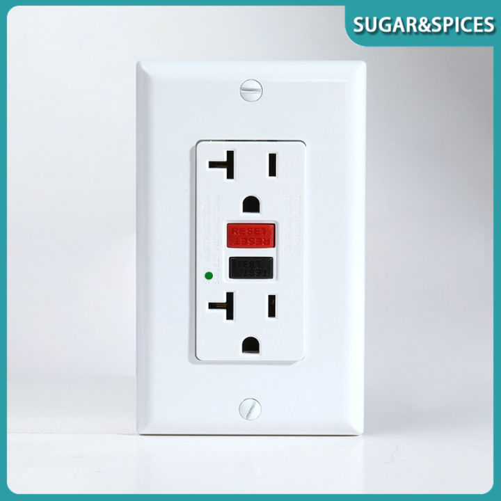 2-Gang GFCI 250V 20A US Leakage Protection Socket Wall Grounded Safety ...