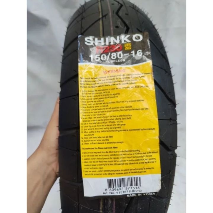 150/80-16 M/C 76V R230 Tour Master Tubeless SHINKO MADE IN KOREA ...