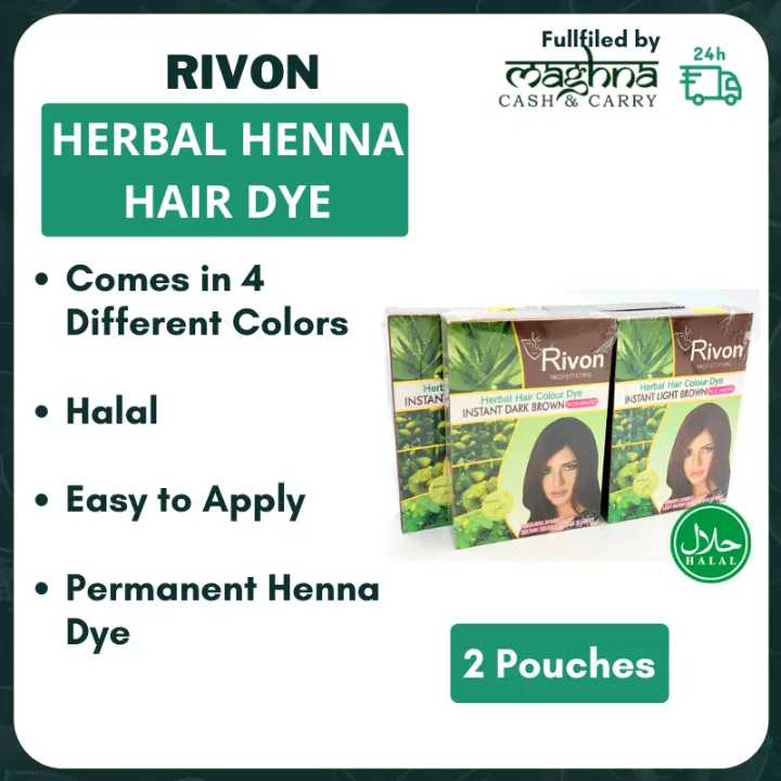Rivon Hair Dye Powder (Black, Light Brown, Dark Brown, Burgundy) - 1 ...