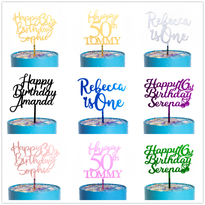 Personalized Birthday Cake Toppers Acrylic Custom Name and Age Happy ...