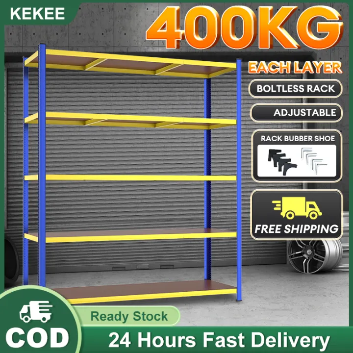 KEKEE Heavy Duty 5/4Layer Boltless Metal Rack Storage Shelf Rack Store ...