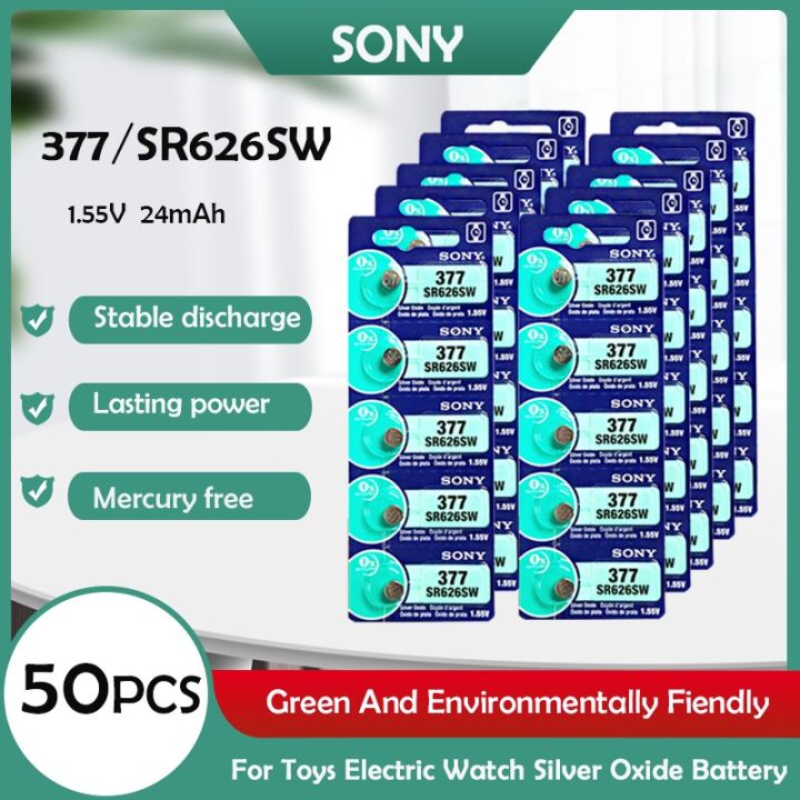 5-50pcs Sony 377 SR626SW SR626 377A AG4 LR66 1.55V silver oxide battery for car key watch MADE ...