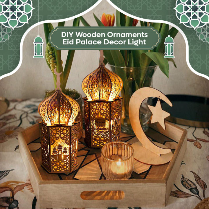 DIY Wooden Ornaments Eid Palace Decor Light Hari Raya Aidilfitri ...