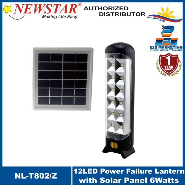 Newstar 12 LED Power Failure Lantern with Solar Panel 6 Watts Spotlight ...