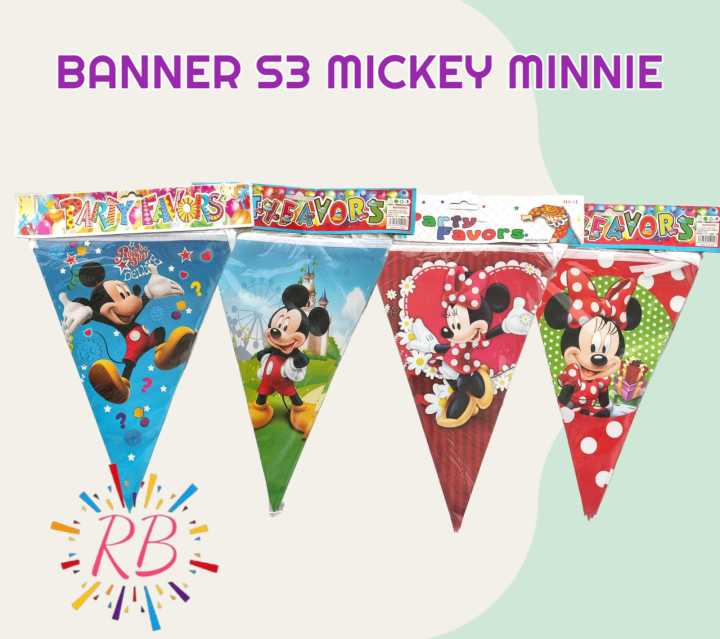 Banner MICKEY MINNIE MOUSE Segitiga / Bunting Flag Mickey Mouse Minnie ...