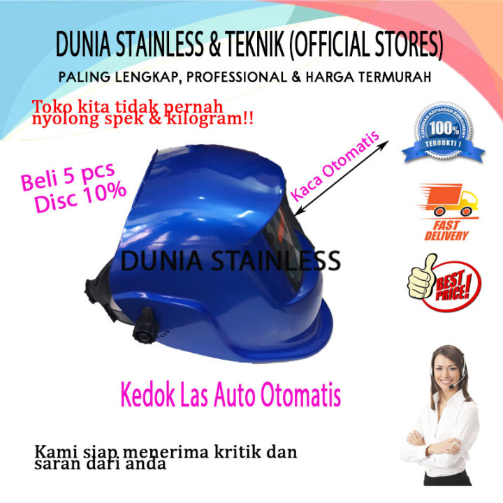 Kedok las auto otomatis BIRU travo las argon bengkel besi stainless ...
