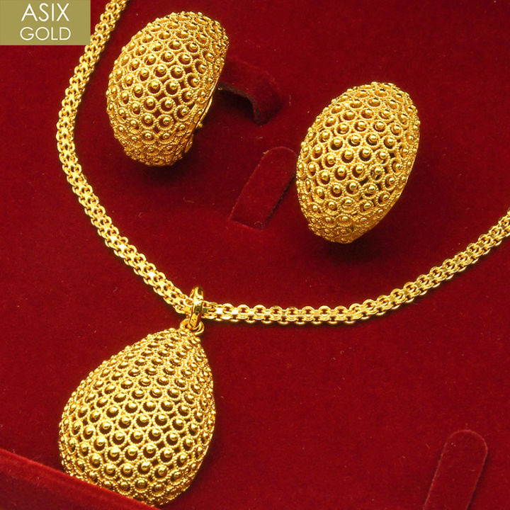 [2 in 1 set] ASIX GOLD 18K Saudi Gold Alahas Set kuwintas at hikaw para ...