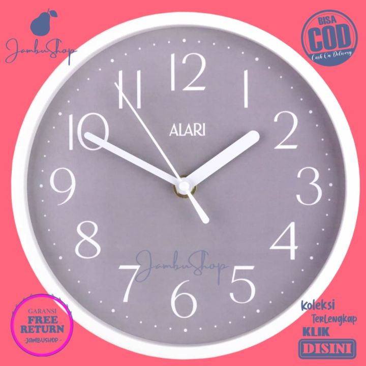Jam Dinding Analog Minimalis Minimalis Abu AL1252-1668 Dekorasi Rumah ...