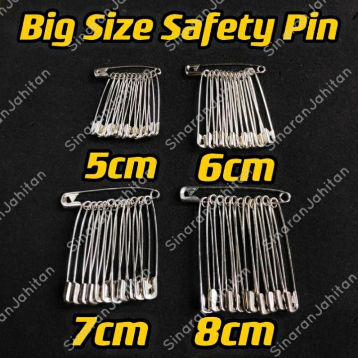 12pcs Big Size Safety Pin 5cm , 6cm , 7cm , 8cm safety Pin pin bayi ...