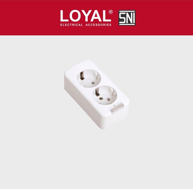 STOP KONTAK 2 LUBANG LOYAL OB + LAMPU LED TERMINAL KUNINGAN ASLI HARGA ...