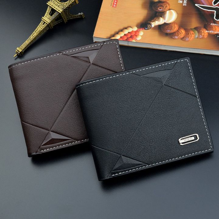 UISN MALL #8007 Men's Wallet Men's Short Wallet Fashion Casual Litchi ...
