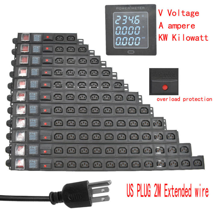 Pdu Power Strip Network Cabinet Rack Power Distribution Unit 2 21ac C13 Socket Led Switch With