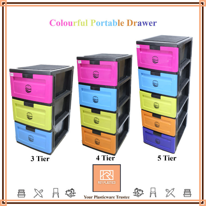 LH 3 Tier 4 Tier 5 Tier Plastic Drawer Storage Cabinets /Plastic Drawer ...