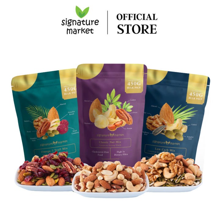 Signature Market 3x Best Seller Bulk Packs (Classic Nut Mix 450g, Omega ...