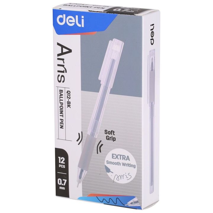 Deli Ballpoint Pen 0.7mm, Tinta Hitam/Biru Capable/Retractable, untuk ...