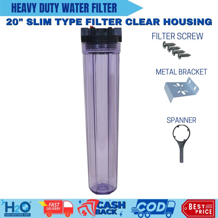 Transparent Filter Housing Slim Type 20" x 2.75" Heavy Duty Transparent ...