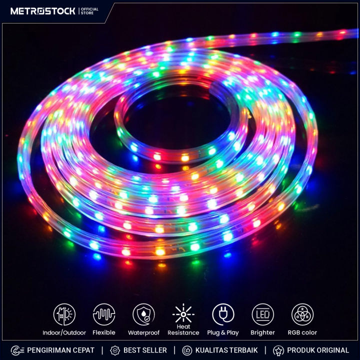 Paket 20 meter Lampu Strip RGB warna warni Rainbow LED Waterproof ...