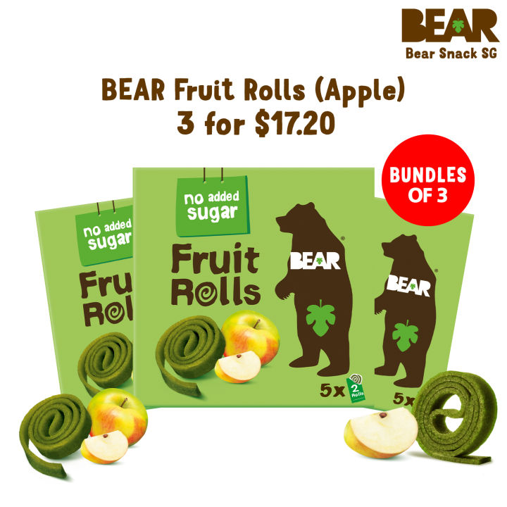 BEAR Apple Fruit Rolls 5s x 20g - 3 boxes for $17.20 | Lazada Singapore