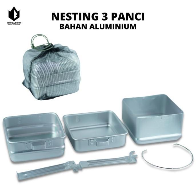 Nesting Set 3 Panci - Nesting TNI - Alat Masak Camping Outdoor Gunung ...