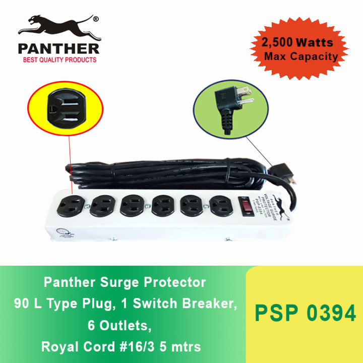 Panther PSP 0394 Extension Cord w/ Voltage Surge Protector 1 Sw ...