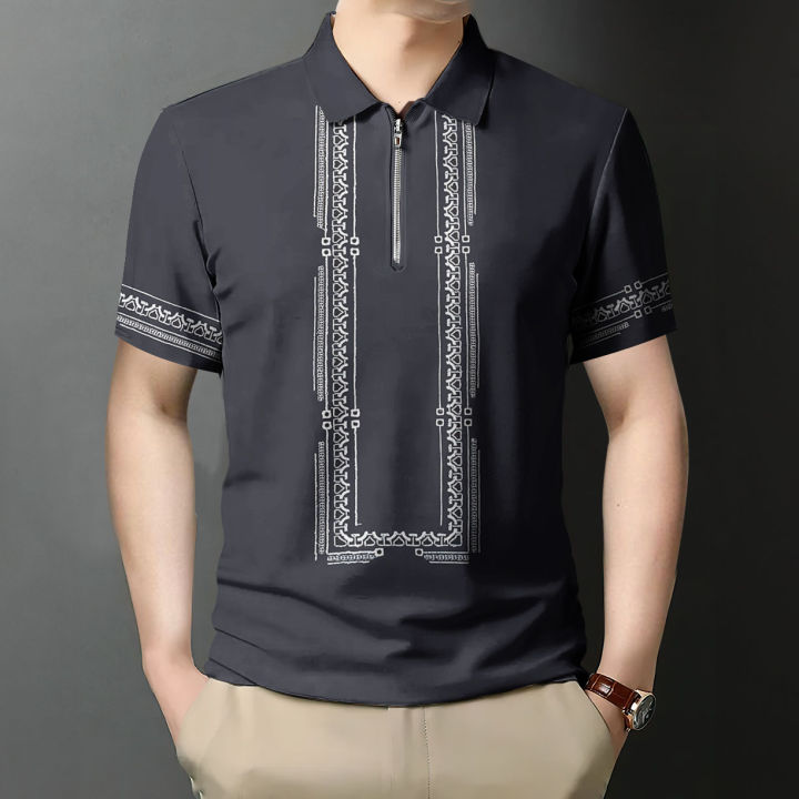 Ethnic Black Polo Shirt For Men Asean Attire For Men Modern Barong For ...