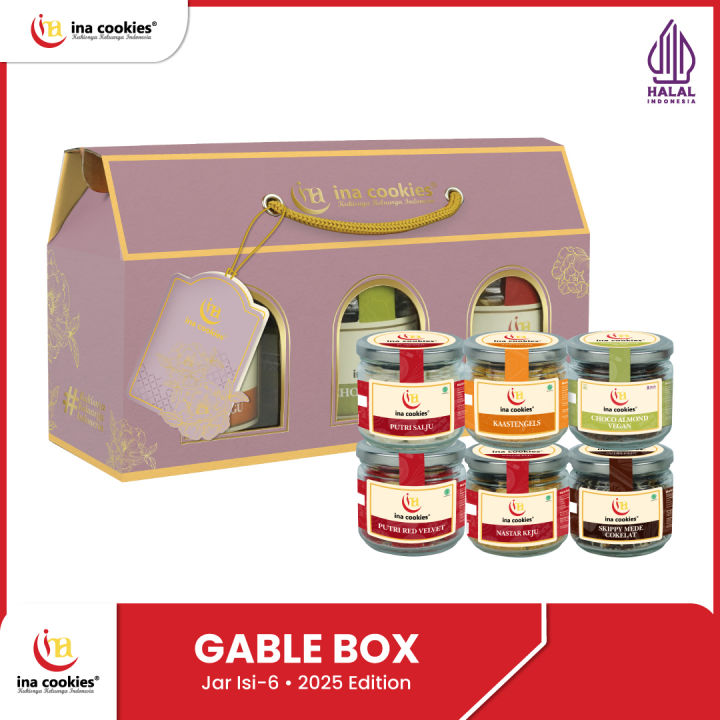 Hampers Lebaran 2025 Gable Box isi 6 Toples JAR Kue Kering Premium Ina ...