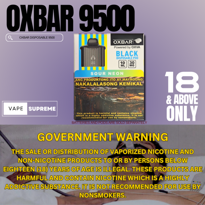 BLACK OXBAR 9500 PUFFS (Battery Sold Separately) | Lazada PH