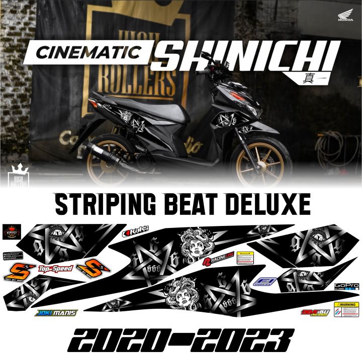 STICKER STRIPING HONDA BEAT DELUXE MOTIF MEDUSA WARNA MERAH HITAM PUTIH ...