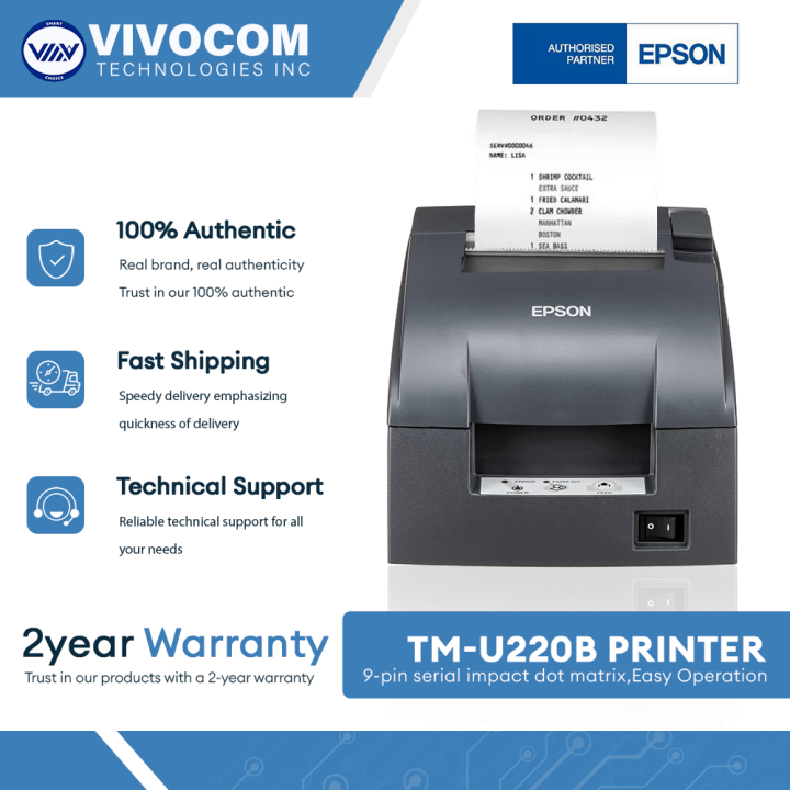 Epson TM-U220B POS Auto Cutter Dot Matrix Printer USB EXCEPTIONAL ...
