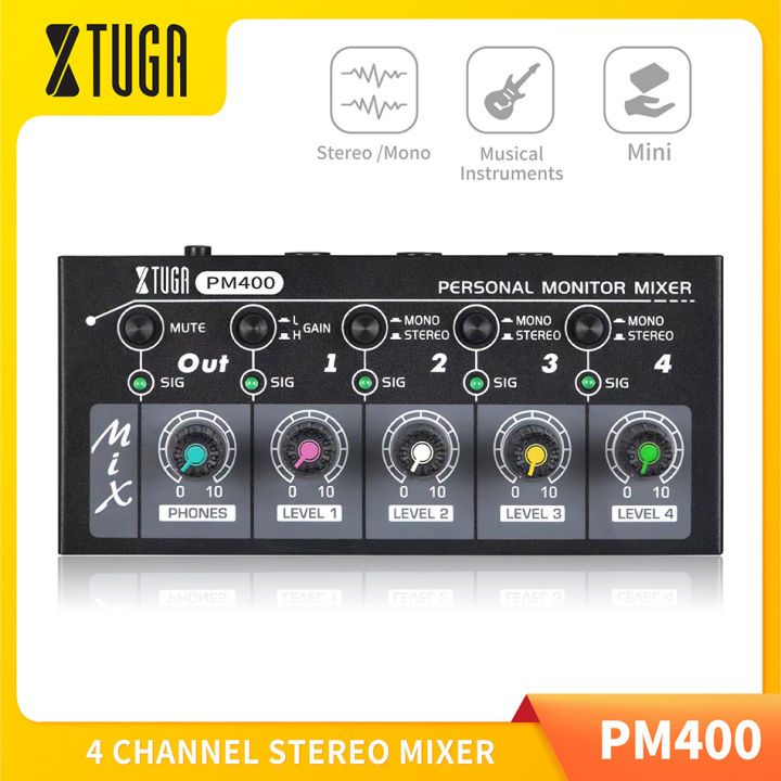 XTUGA PM400 Micro Sound Mixer Stereo Mixer with Gain Control, Mute ...