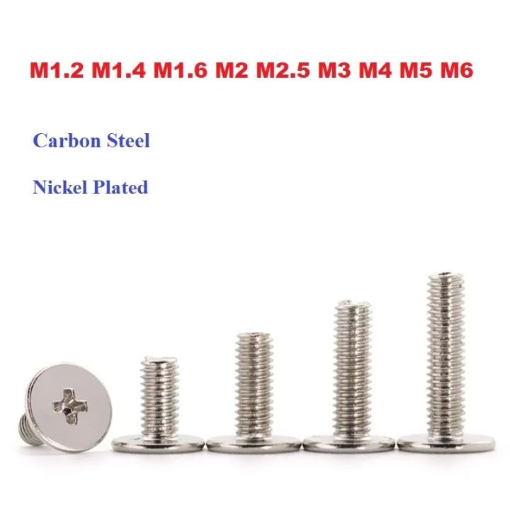 M1.2 M1.4 M1.6 M2 M2.5 M3 M4 M5 M6 Nickel Plated Cross Ultra Thin Flat Wafer Head Bolt Laptop ...