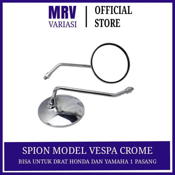 Spion Retro Model Bulat Honda YamahaTangkai Panjang Crome Scoopy Vespa ...
