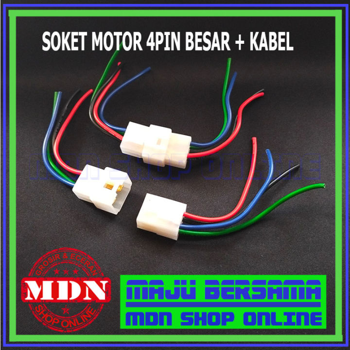 Soket motor 4 pin besar & kabel | Lazada Indonesia