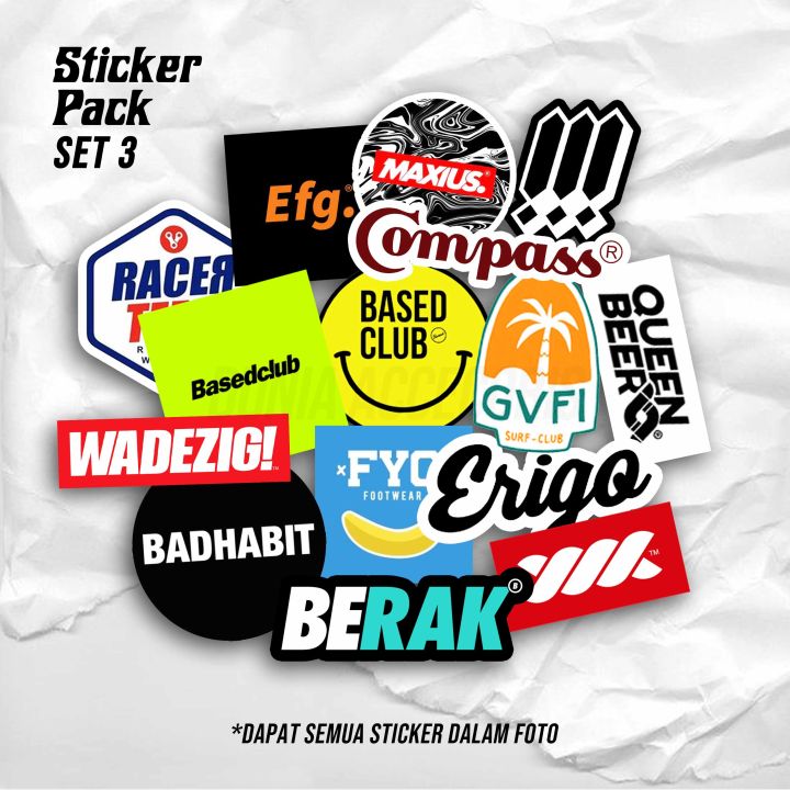 15 PCS STICKER AESTHETIC LOGO BRAND UNTUK LAPTOP CASE TUMBLER - SET 3 ...