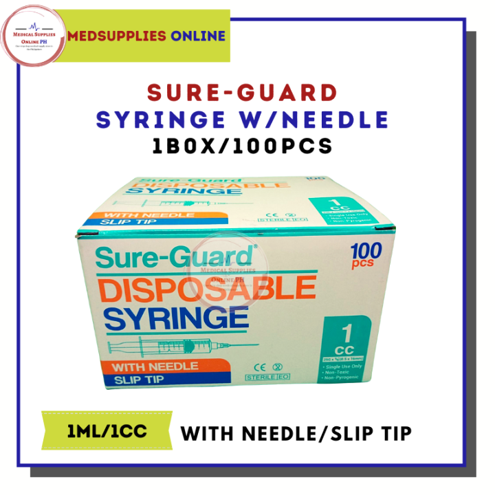 MEDSUPPLIESONLINE Sure-Guard Disposable Syringe with needle SOLD PER ...