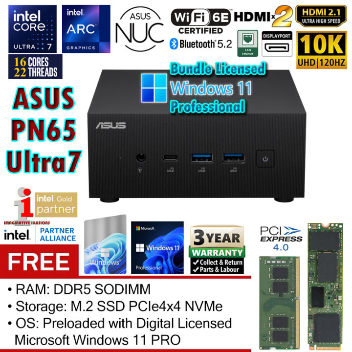 [PRE-ORDER] ASUS NUC PN65 U7 L10 Intel Core Ultra7-155H 4.8GHz 16-Cores ...