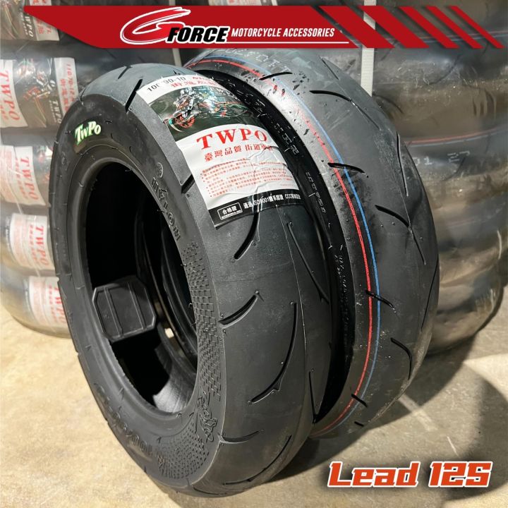 ยาง TWPO ใส่ lead รถป๊อป รถไฟฟ้า หน้า 110/70-12 หลัง 100/90-10 Made in ...