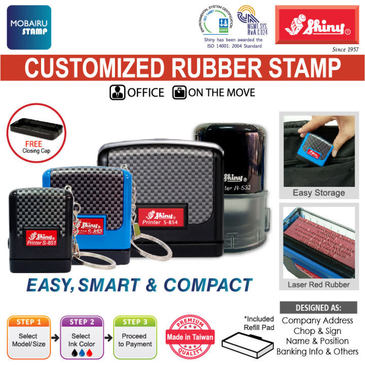 *POS SAME DAY* SHINY Customized Rubber Stamp- Printer Self Inking for ...