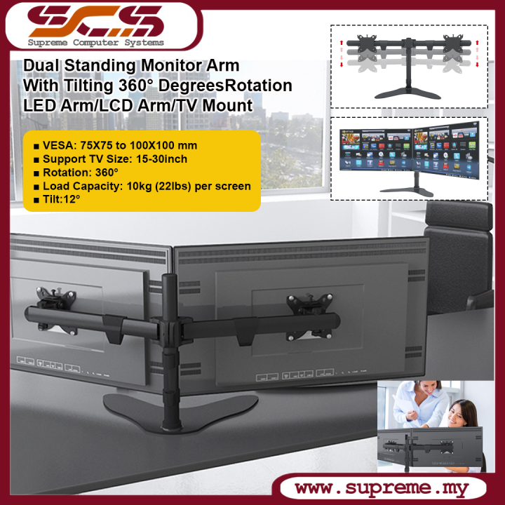 Dual Standing Monitor Arm With Multiple Adjustable Tilting 360° Degrees Rotation/LED Arm/LCD Arm ...